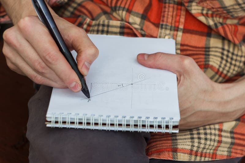 The Young Man Wrote Mathematical Formulas Stock Image - Image of living ...