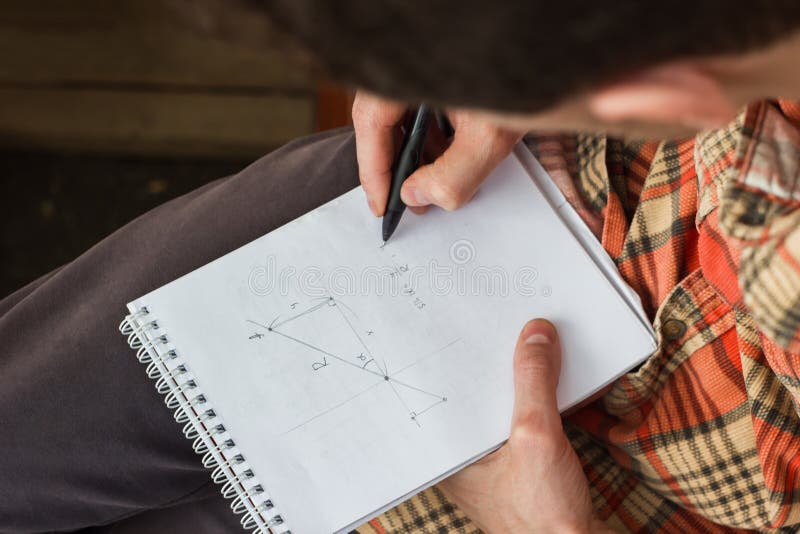 The Young Man Wrote Mathematical Formulas Stock Image - Image of home ...