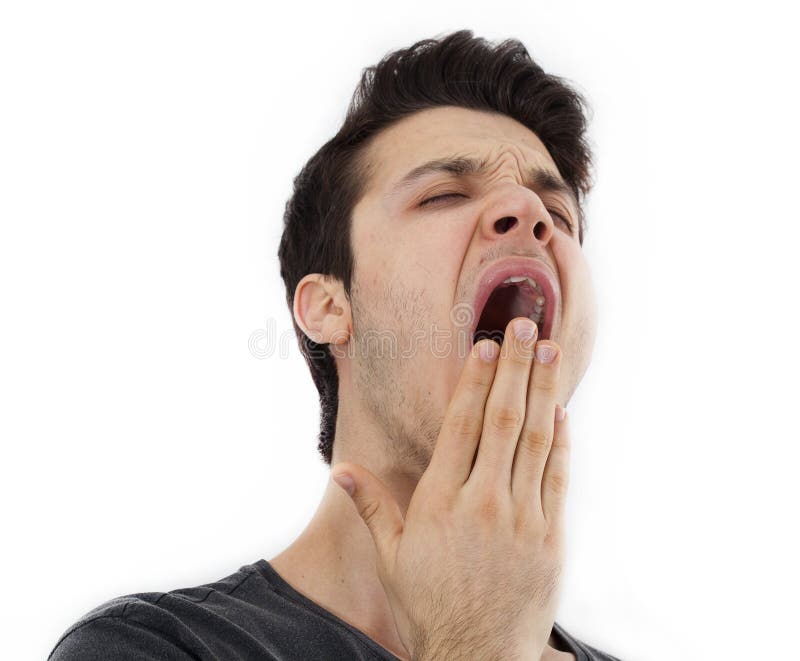 Young Man Yawning on Isolated Stock Image - Image of teenager, casual ...