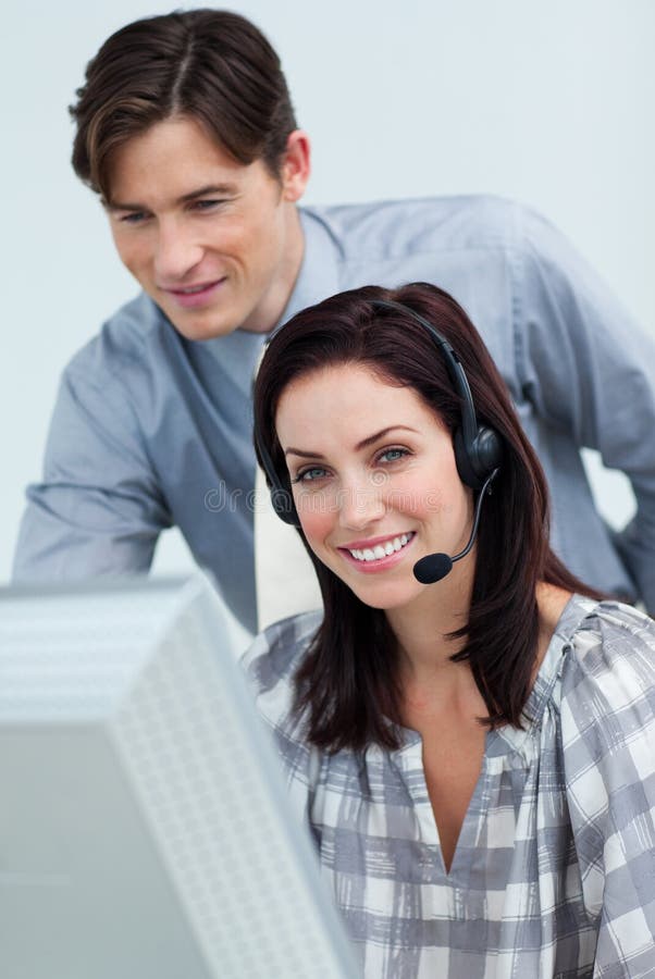 Young Manager Checking His Employee S Work Stock Image - Image of ...