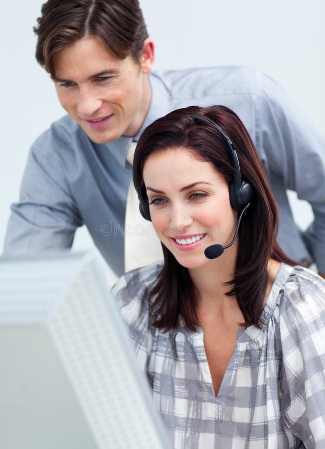 Young Manager Checking His Employee S Work Stock Photo - Image of ...