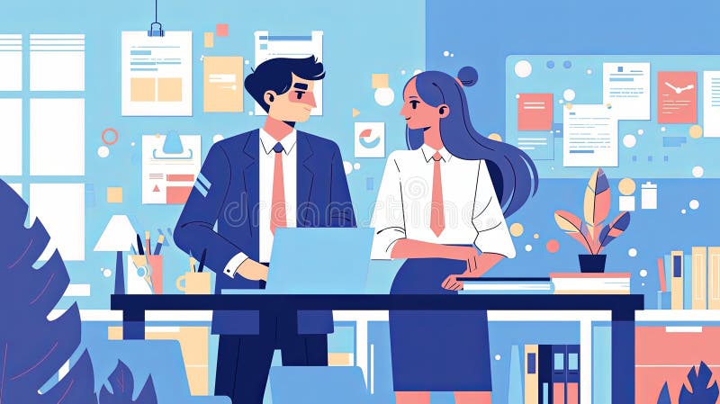 Young Manager Discussing Ideas with Experienced Colleague in Office ...