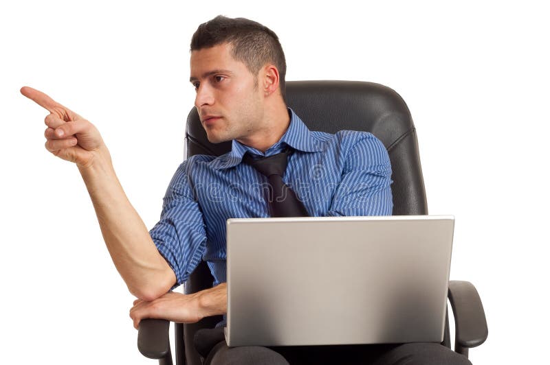 Young Manager with Notebook Stock Image - Image of computer, confident ...