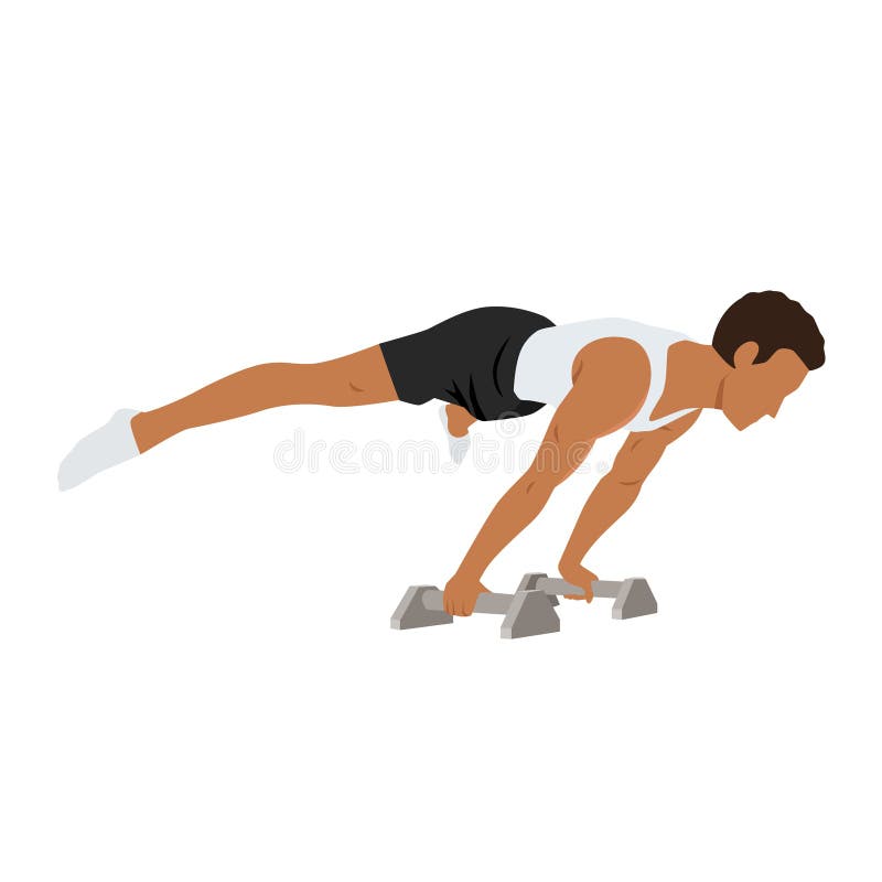 Young ManMan Doing Perfect Straddle Planche with Push Up Bars Stock ...