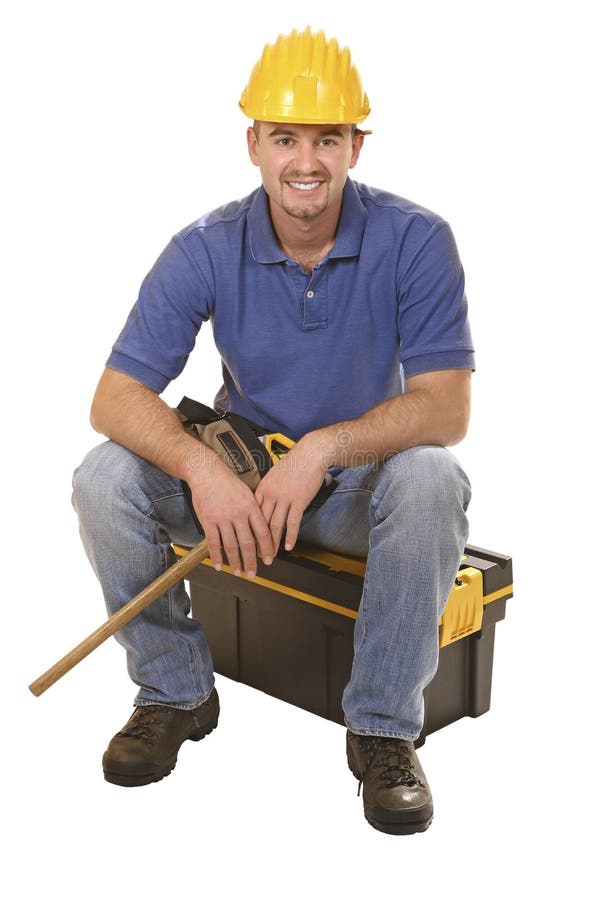 Young Mantool Sit on Tool Box Stock Image - Image of electrical ...