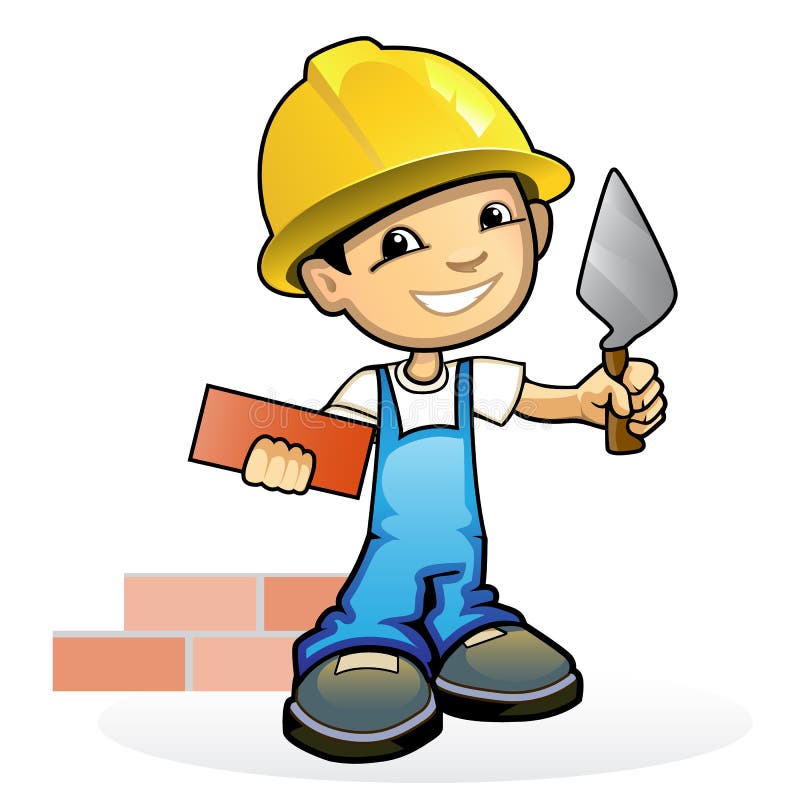 Young mason with trowel stock vector. Illustration of cute - 25778342
