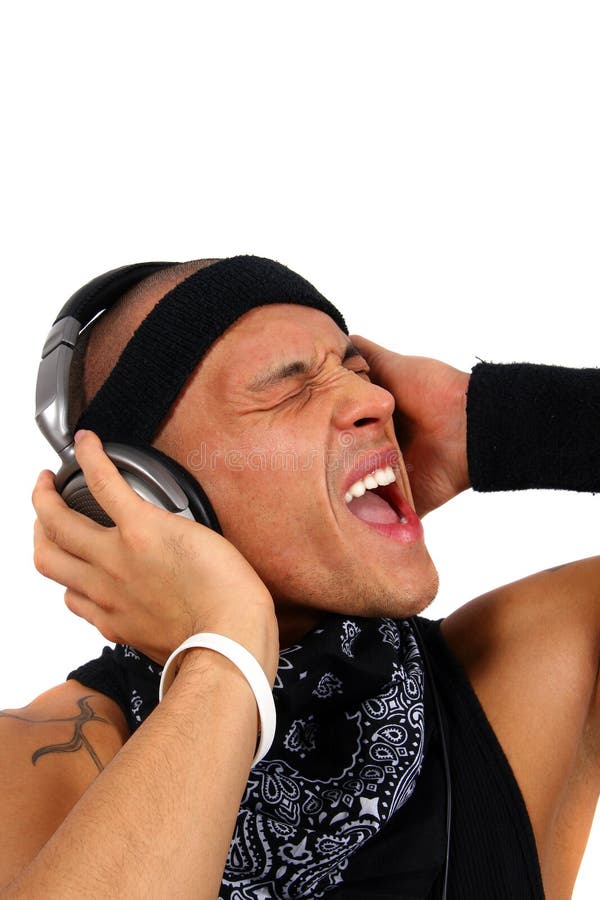 Young Mc is Rocking stock photo. Image of face, phones - 4641466