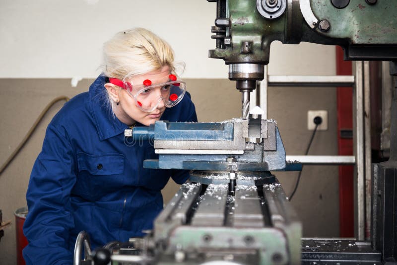 Young Mechanic Apprentice on Milling Machine Stock Image - Image of ...