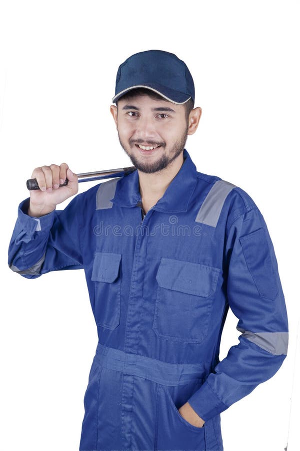 Young Mechanic Holding Tool Stock Image - Image of automotive, handsome ...