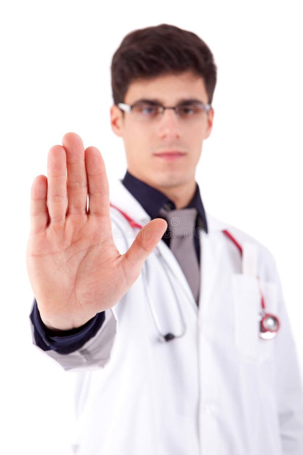 Young Medic Making Stop Sign Stock Image - Image of caucasian, clinic ...