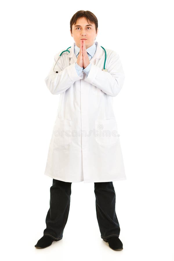 Young Medical Doctor Woman Praying For Success Stock Photo - Image of ...