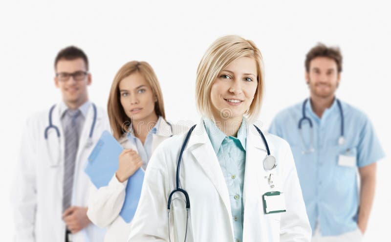 Smiling Medical Expertise Working with Assistant Stock Image - Image of ...