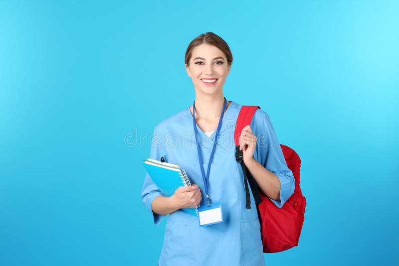 Young Medical Student Backpack Color Background Stock Photos - Free ...