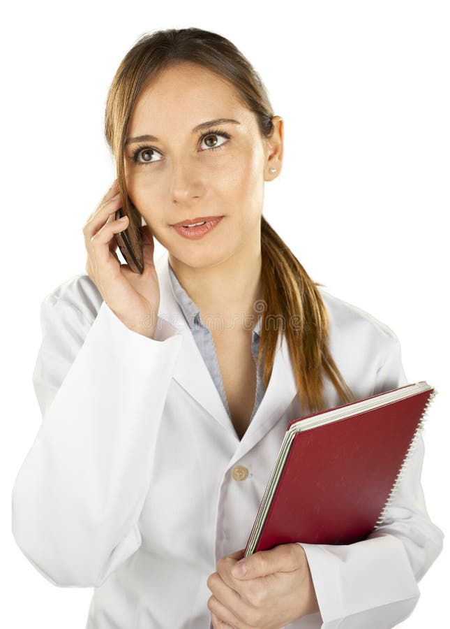 Young Medical Woman Calling by Mobile Phone Stock Image - Image of ...
