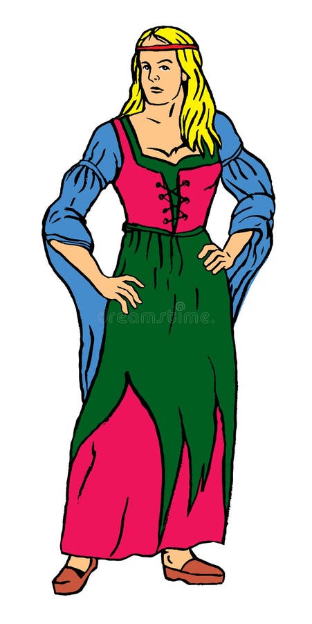 Young medieval woman stock illustration. Illustration of young - 5956310