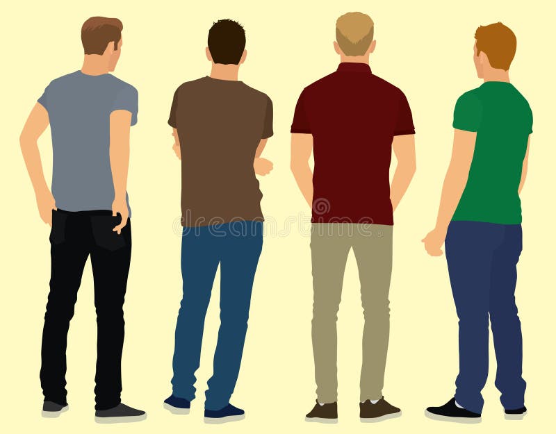Young Men from Behind stock vector. Illustration of looking - 44310511