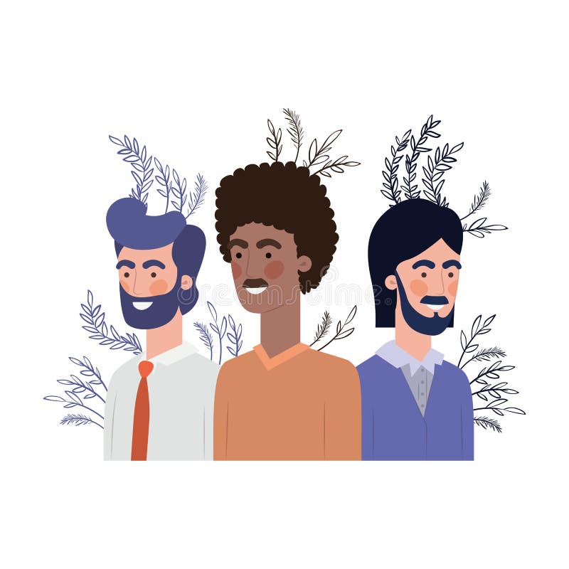 Young Men with Branch with Leaf Character Stock Vector - Illustration ...
