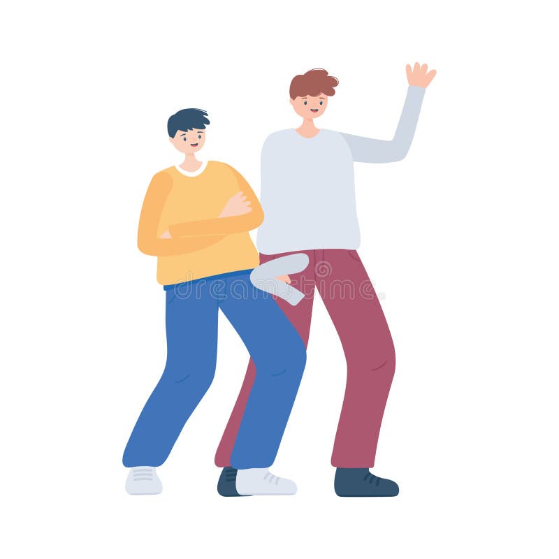 Young Men Cartoon Characters Celebrating Design Stock Vector ...