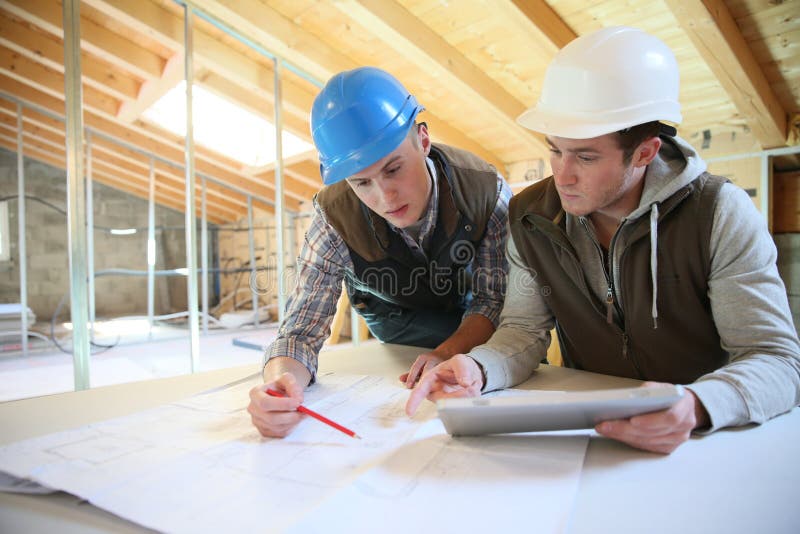 Young Men in Construction Professional Training Stock Image - Image of ...