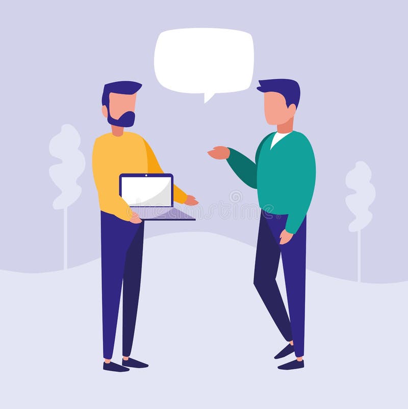 Young Men Couple Talking Characters Stock Vector - Illustration of ...