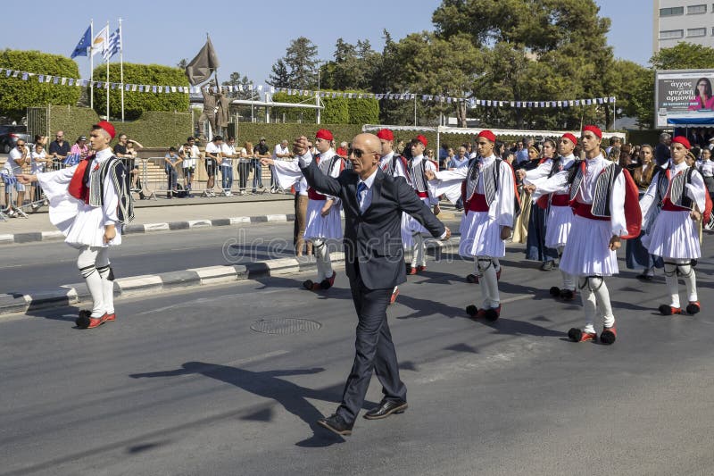 Young Men in Evzones Uniform on Parade, Limassol, Cyprus Editorial ...