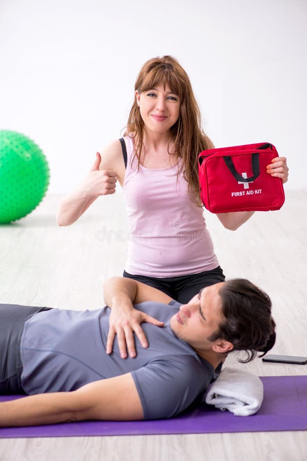 Young Man Feeling Bad during Training in First Aid Concept Stock Photo ...