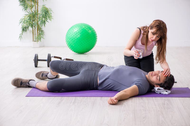 Young Man Feeling Bad during Training in First Aid Concept Stock Image ...