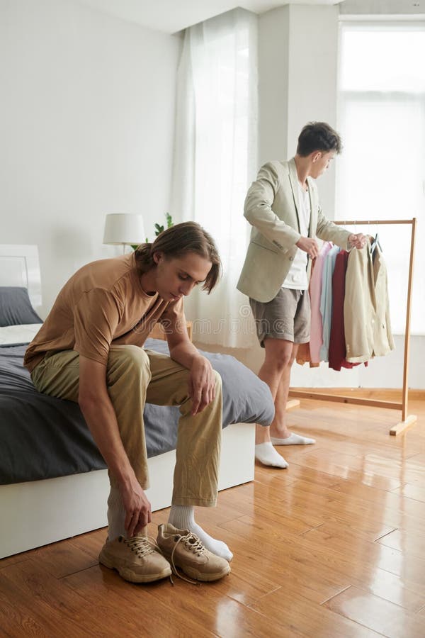 Young Men Geeting Ready stock image. Image of romantic - 264463299