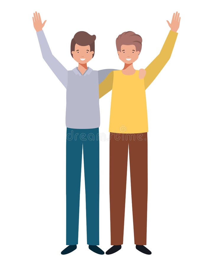 Young Men with Hands Up Avatar Character Stock Vector - Illustration of ...