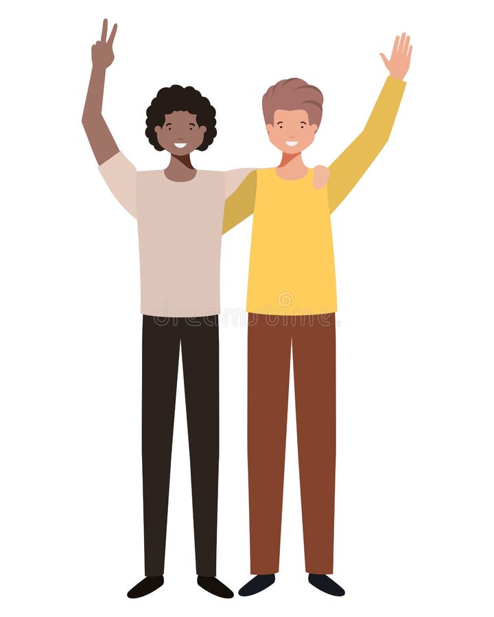 Young Men with Hands Up Avatar Character Stock Vector - Illustration of ...
