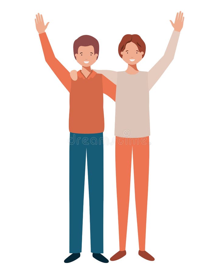 Young Men with Hands Up Avatar Character Stock Vector - Illustration of ...