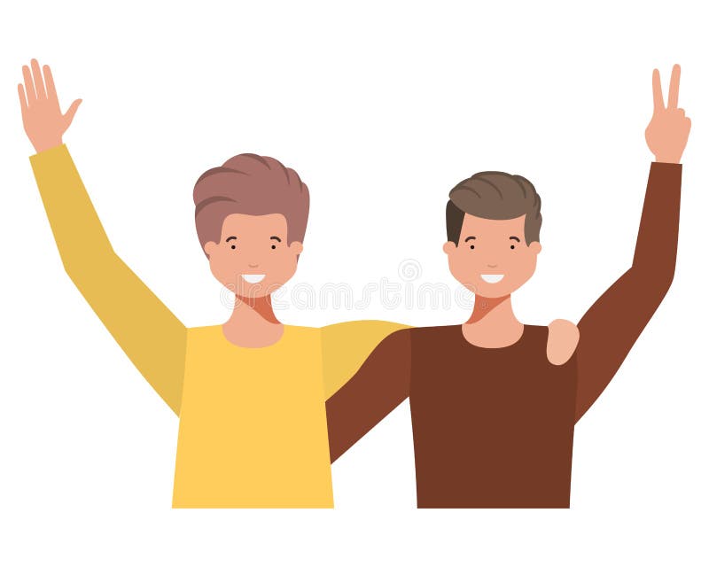 Young Men with Hands Up Avatar Character Stock Vector - Illustration of ...