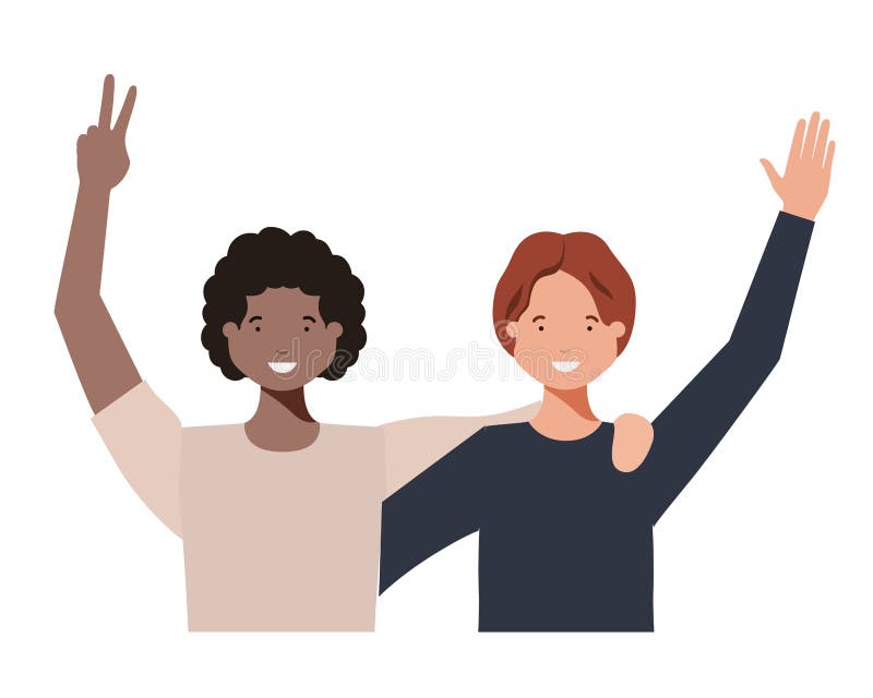 Young Men with Hands Up Avatar Character Stock Vector - Illustration of ...