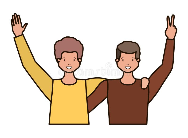 Young Men with Hands Up Avatar Character Stock Vector - Illustration of ...