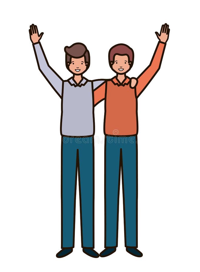 Young Men with Hands Up Avatar Character Stock Vector - Illustration of ...