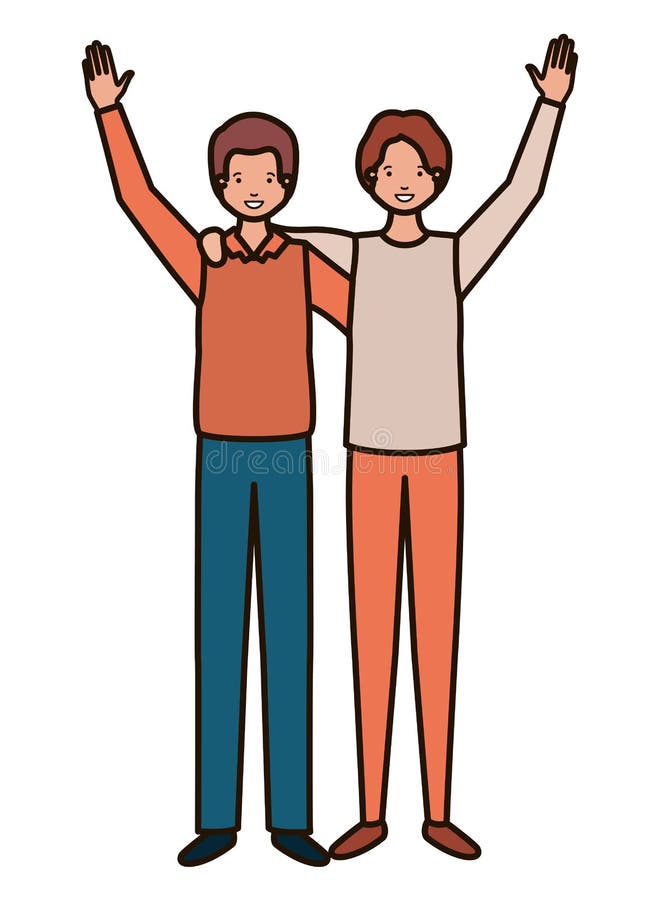 Young Men with Hands Up Avatar Character Stock Vector - Illustration of ...