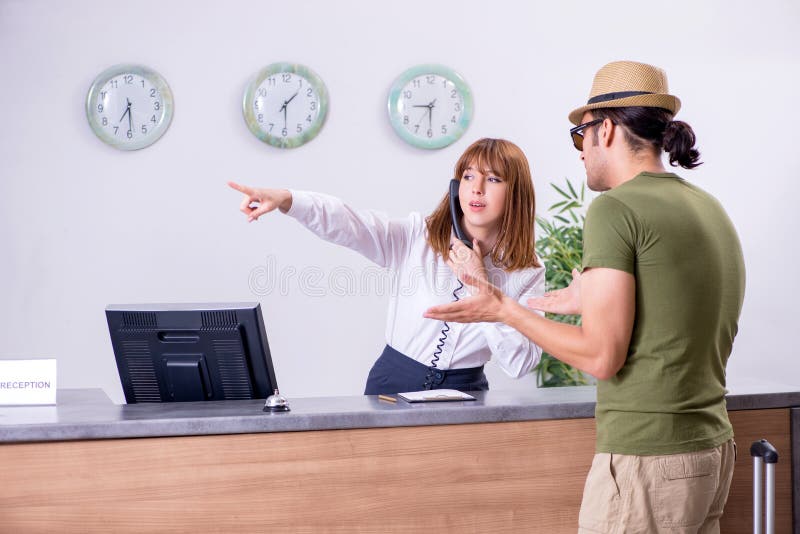 Young Man at the Hotel Reception Stock Image - Image of lounge, client ...