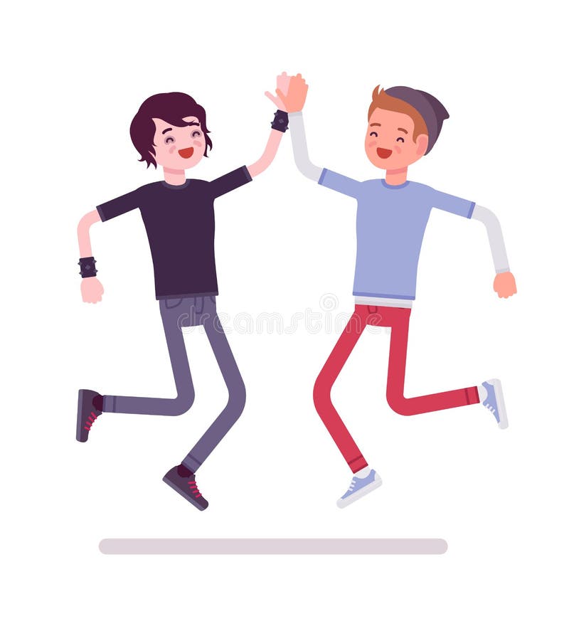 Young Men Jumping Giving High Five Stock Vector Illustration Of College Career 200525133