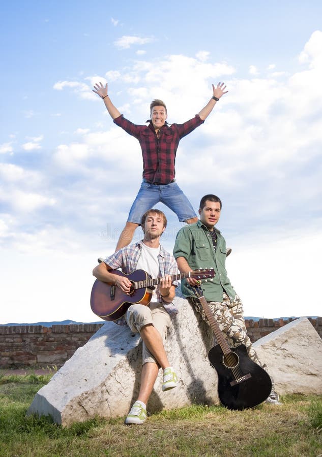 Young Men Music Band Singer Funny Stock Photo - Image of three, guitars ...