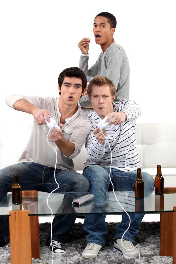 Young Men Playing Computer Games Stock Photo - Image of controller ...