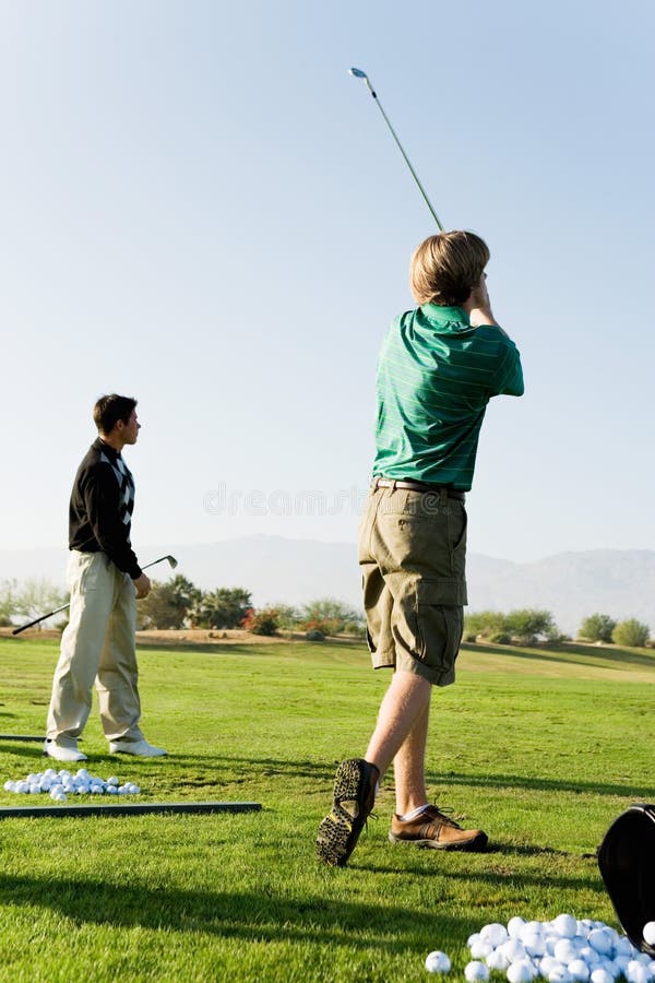Man Practicing at the Golf Resort Stock Photo - Image of green, field ...