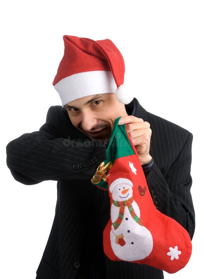 Young men in a santa s hat stock image. Image of celebration - 12039799