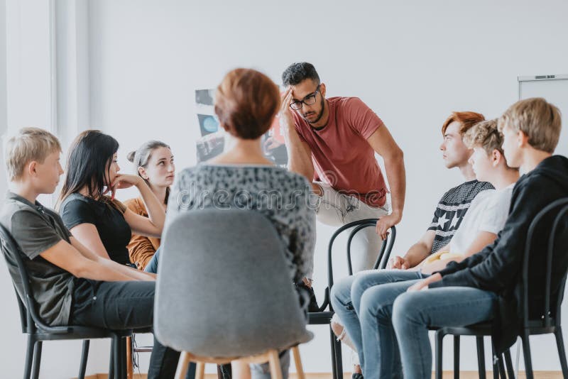 Young man during classes stock image. Image of show - 187431079