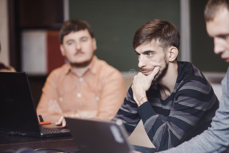 People in Classroom Using Laptops Stock Image - Image of creative ...