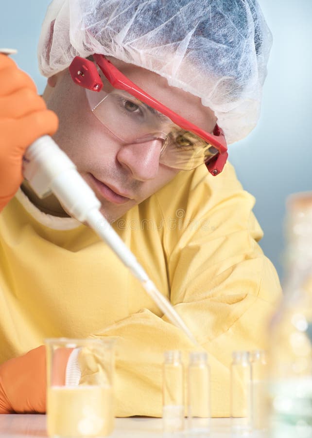 Young Microbiologist Works with Bacterial Cultures in the Lab Stock ...