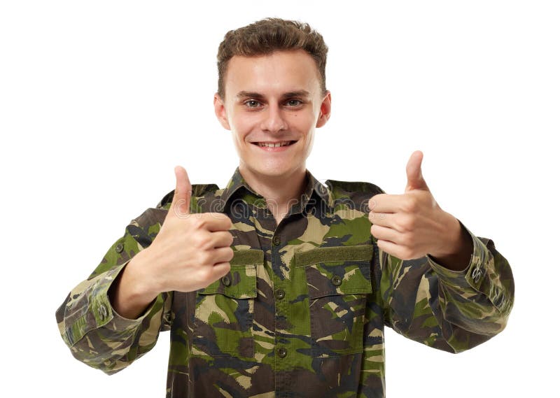 Young military guy stock image. Image of thumbs, handsome - 152750801