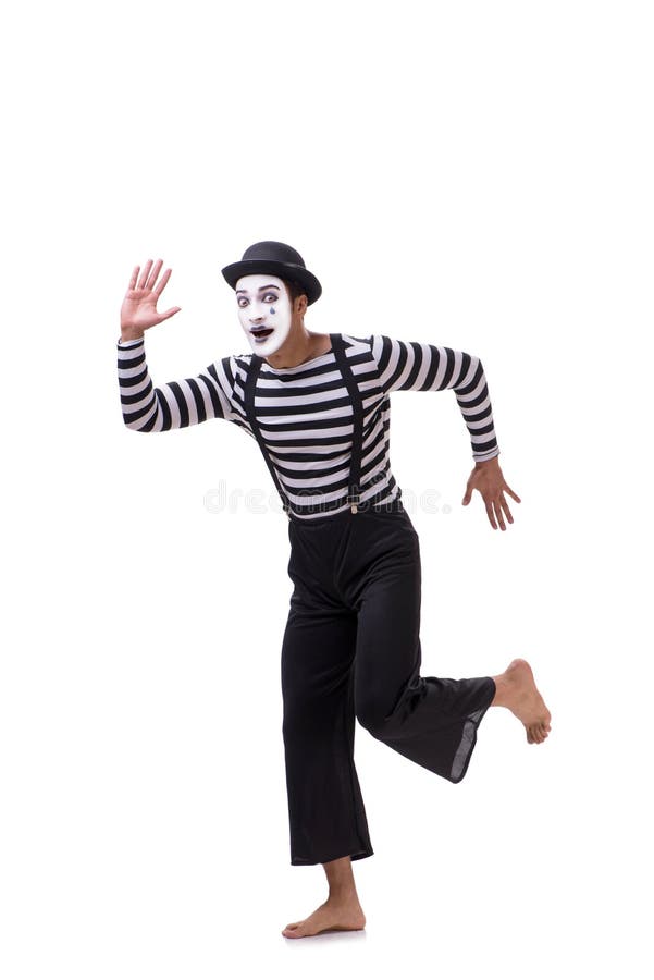 The Young Mime Isolated on White Background Stock Image - Image of ...