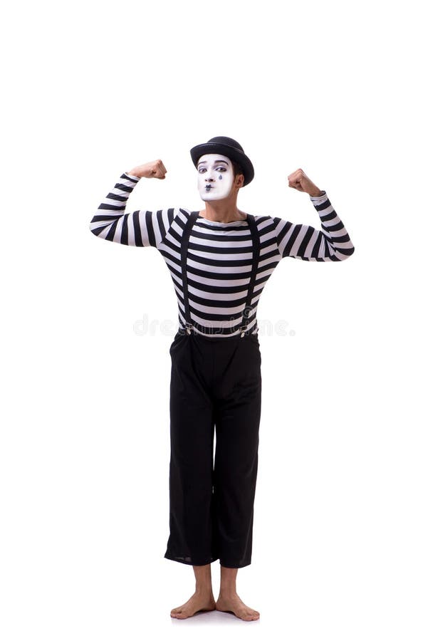 The Young Mime Isolated on White Background Stock Image - Image of male ...