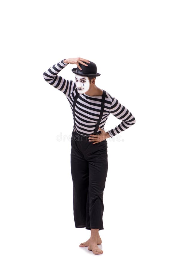 The Young Mime Isolated on White Background Stock Image - Image of ...