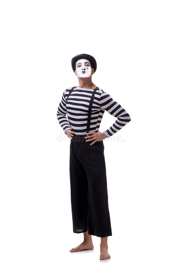 The Young Mime Isolated on White Background Stock Photo - Image of ...